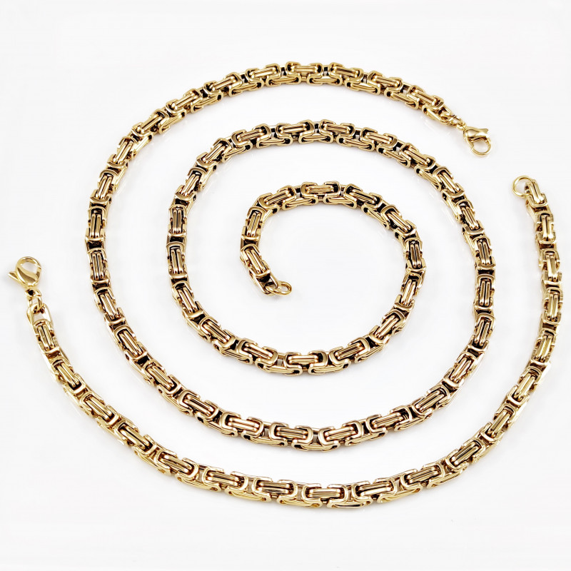 Vierkante Konings ketting Heren Goud Kleur Stalen Schakelketting Dames ...